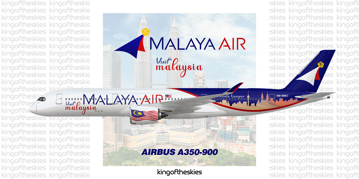 Malaya Air Airbus A350 900 Visit Malaysia Special Livery New